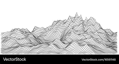 Wireframe Polygonal Landscape Royalty Free Vector Image