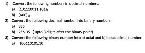 Video Solution 1 Convert The Following Numbers Into Decimal Numbers