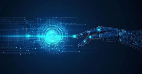 Stock Machine Learning Robot And Human Hands Touching A Big Data Network Connection Stock Market
