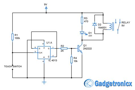 Touch Switch Circuit Diagram Using Flip Flop Gadgetronicx