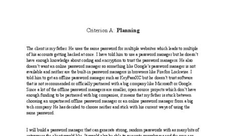 Blog Exemplar Password Manager Crit A B C E