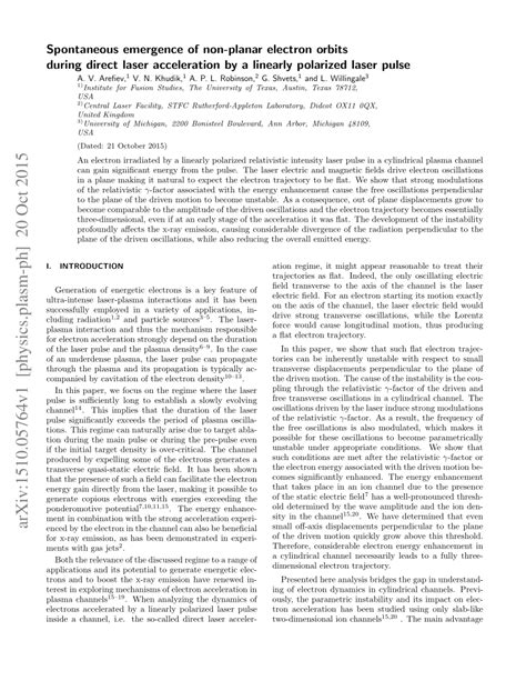 Pdf Spontaneous Emergence Of Non Planar Electron Orbits During Direct Laser Acceleration By A