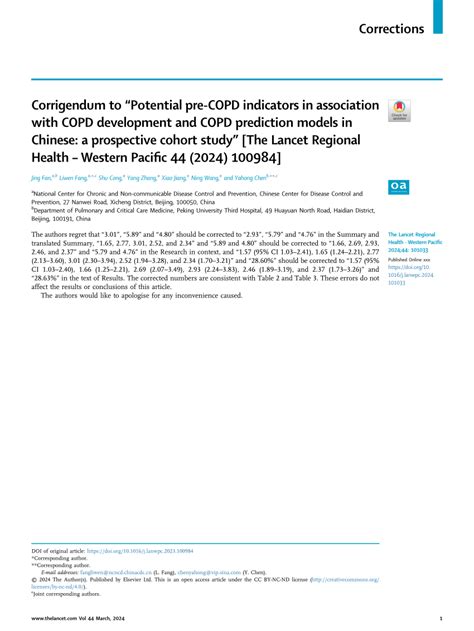 Pdf Corrigendum To Potential Pre Copd Indicators In Association With