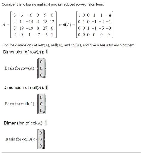 Solved Question Points Consider The Following Matrix Chegg