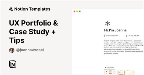 UX Portfolio Case Study Tips Template Notion Marketplace