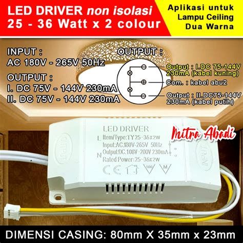 Jual LED Driver 25 36 X 2 Warna 230 MA AC DC Casing Plastik NON ISOLASI Shopee Indonesia