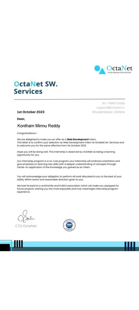 Minnu Reddy Kontham On Linkedin Internship Webdevelopment Octanet