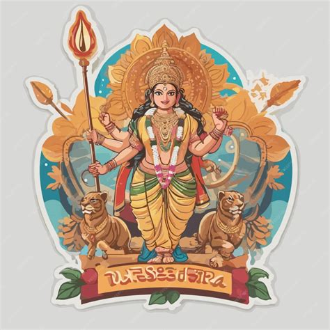 Premium Vector Dussehra Puja Cartoon Vector