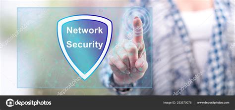 Woman Touching A Network Security Concept Stock Photo Thodonal