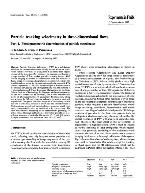 Particle Tracking Velocimetry In Three Dimensional Flows Pdf Optical Resolution Optics