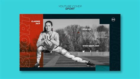 평면 디자인 스포츠 개념 Youtube 표지 템플릿 무료 Psd 파일