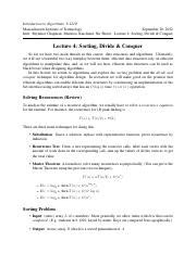 L Sorting Pdf Introduction To Algorithms Massachusetts Institute Of Technology