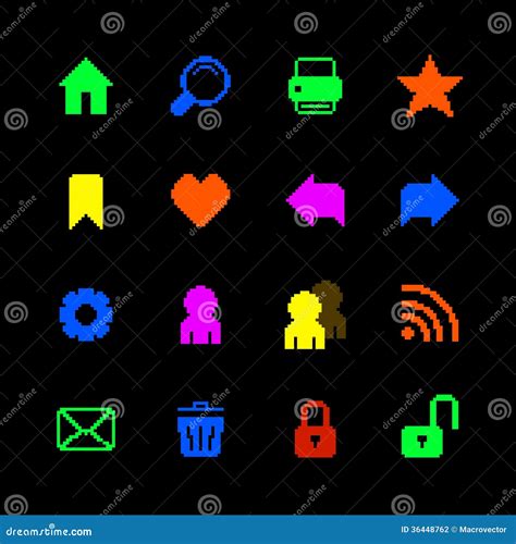 Pixel Art Ui Icons Vector Illustration 105761794