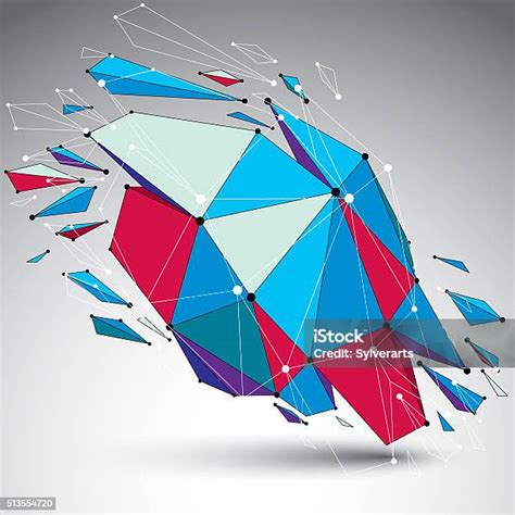 3 D 벡터 저해상 폴리 오브젝트입니다 연결된 운항선 도트 2차 도형에 대한 스톡 벡터 아트 및 기타 이미지 2차 도형 3차원 형태 격자 파이 Istock