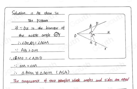 Solved In The Adjacent Figure Given Ou Is The Bisector Of An Acute Angle Xoverline Oy M Is