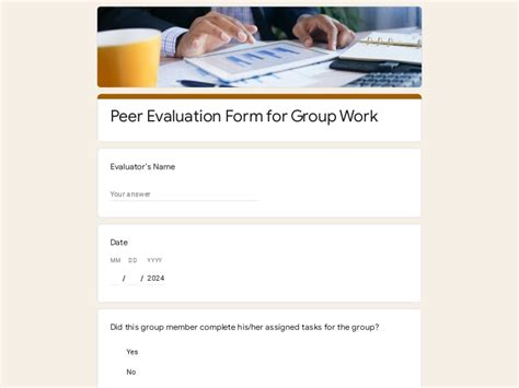 Free Peer Evaluation Form For Group Work Template For Google Forms