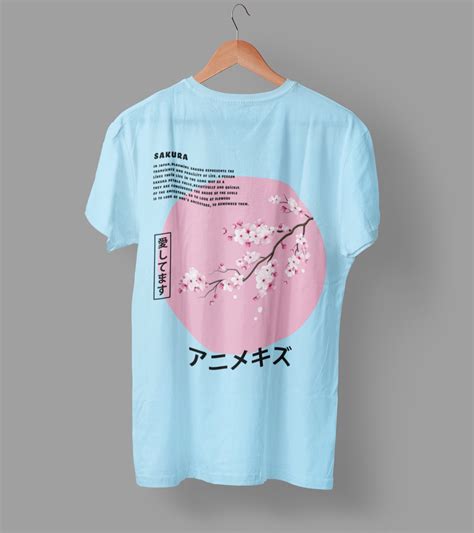 Japanese Themed Tee Sakura Blossom Pattern T Shirt Japanese Cherry