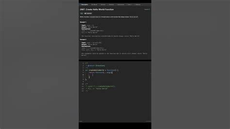 30 Days Of Javascript Leetcode Create Hello World Function2667