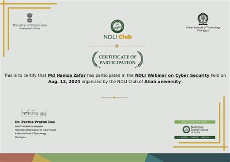 Md Hamza Zafar On Linkedin Cybersecurity Learning Ndli Aliahuniversity