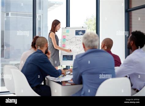 Going Over Their Annual Business Stats A Group Of Colleagues Having A Presentation At Work