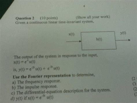Solved Given A Continuous Linear Time Invariant System The