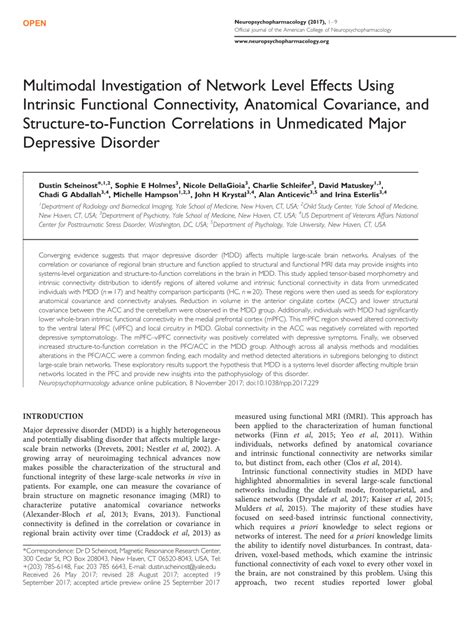 Pdf Multimodal Investigation Of Network Level Effects Using Intrinsic Functional Connectivity