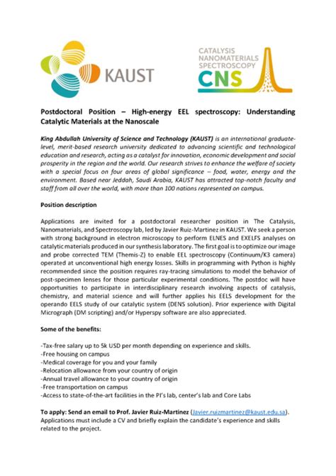 Postdoc Opportunity In Electron Microscopy And Catalysis