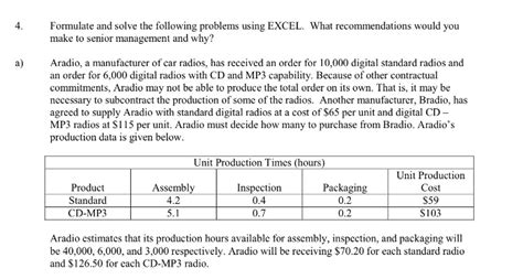 Formulate And Solve The Following Problems Using Chegg