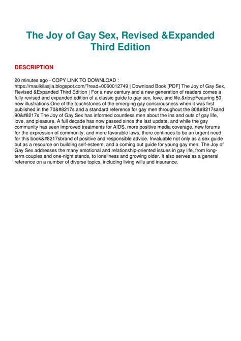 Ppt Pdf The Joy Of Gay Sex Revised And Expanded Third Edition Read