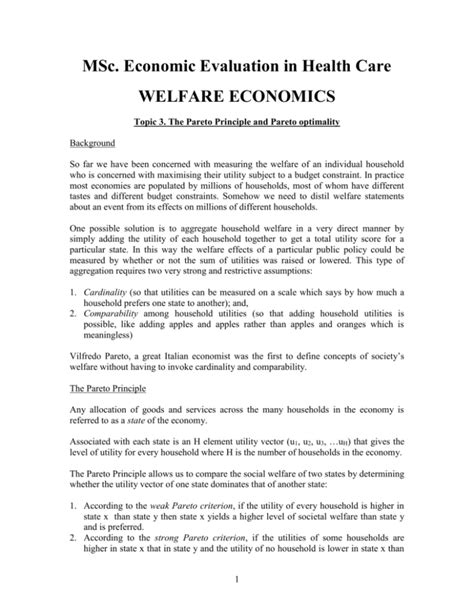 Pareto Principle And Optimality Welfare Economics Notes