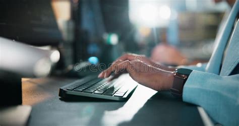 Hands Business And Woman With Keyboard Typing And Internet With Budget Report Closeup Person