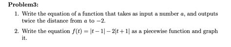 Solved Problem Write The Equation Of A Function That Chegg Com