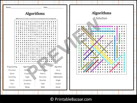 Algorithms Word Search Puzzle Worksheet Activity Teaching Resources