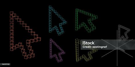 복 셀 커서 화살표 설정 검은색에 고립 벡터 개요 그림입니다 0명에 대한 스톡 벡터 아트 및 기타 이미지 0명 3차원 형태 개체 그룹 Istock