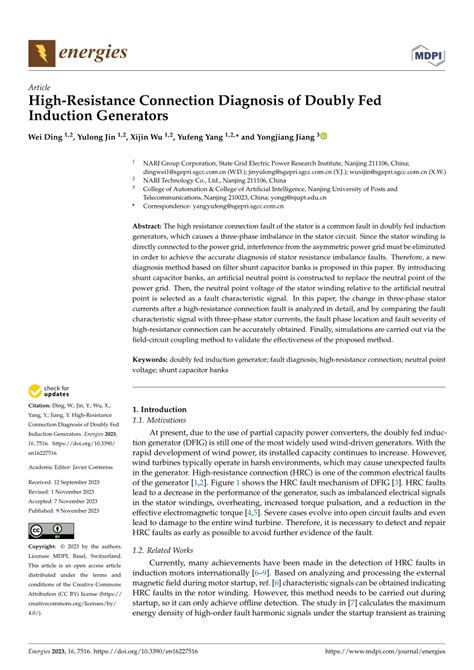 Pdf High Resistance Connection Diagnosis Of Doubly Fed Induction