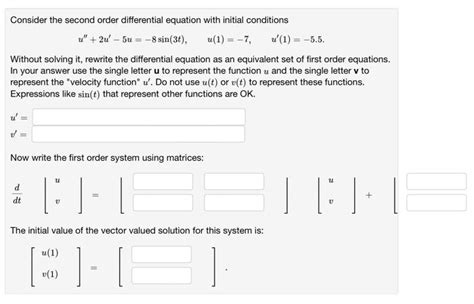 Solved Consider The Second Order Differential Equation With