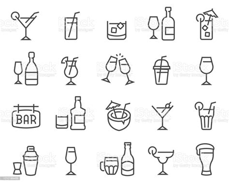 Alcohol And Cocktails Icon Set Editable Vector Stroke Stock Illustration Download Image Now