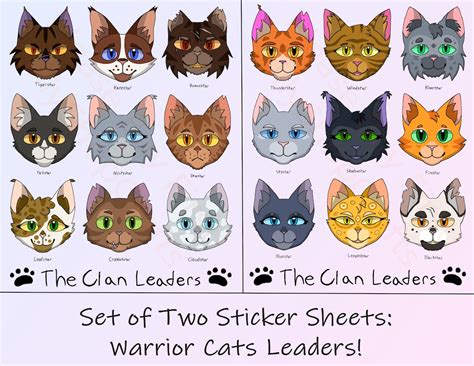Warrior Cats Stickers Clan Leaders Pngs Digital Download 18pc Value