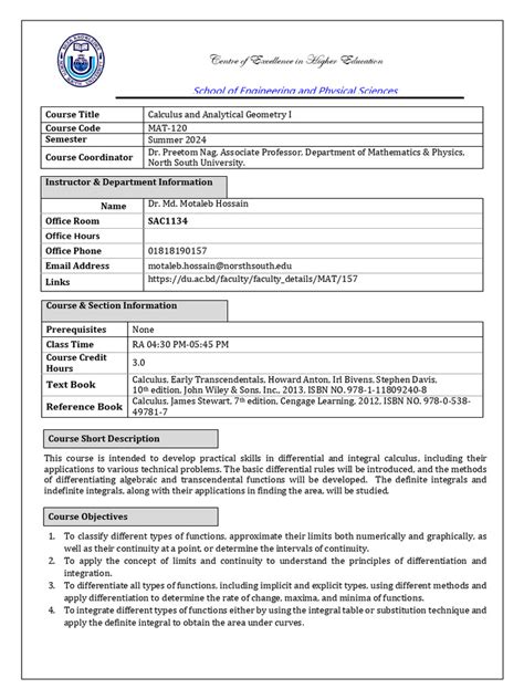 Course Outline Mat 120 Summer 2024 Sec 22 Pdf