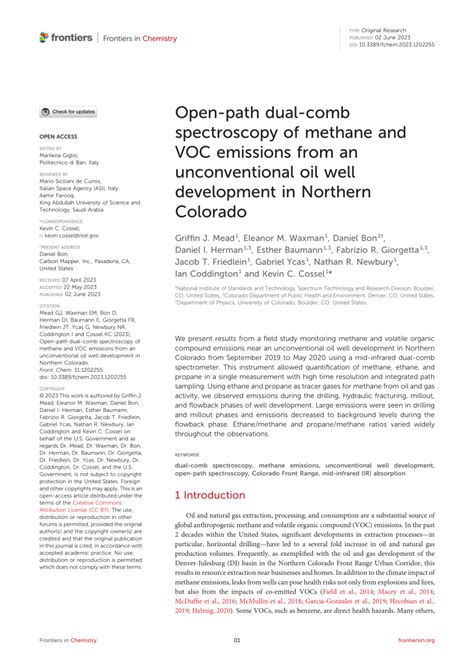 Pdf Open Path Dual Comb Spectroscopy Of Methane And Voc Emissions From An Unconventional Oil
