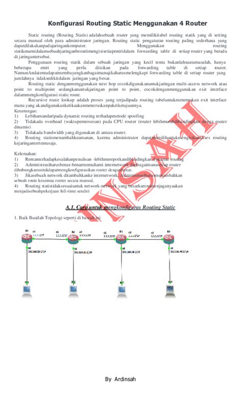 Doc Konfigurasi Routing Static Menggunakan 4 Router Di Gns 3