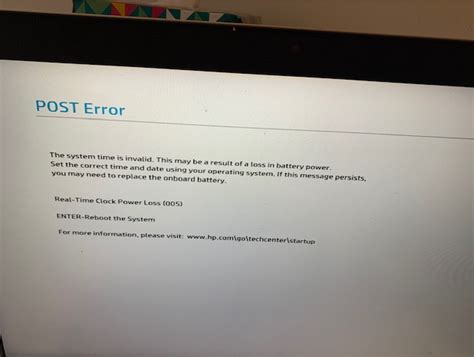 Post Error Real Time Clock Power Loss 005 Hp Support Community 7961031
