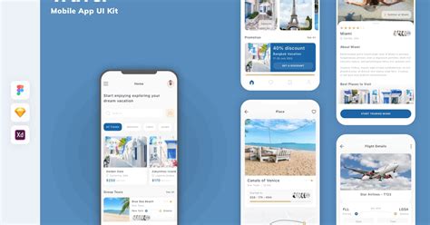 Travel Mobile App Ui Kit Ux And Ui Kits Ft Trip And Location Envato