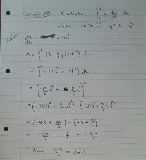 A Level Maths Notes A Integration II Parametric Curves Part