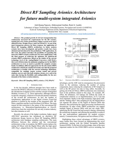Pdf Direct Rf Sampling Avionics Architecture For Future Multi System Integrated Avionics