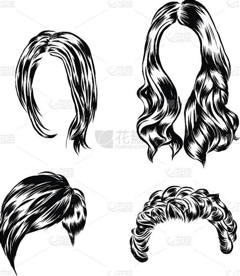 手绘一套不同的妇女的发型。 手绘一套不同的妇女的发型。