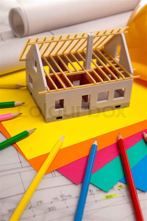 Blueprints And Projects Of Building Architecture Concept Colourbox