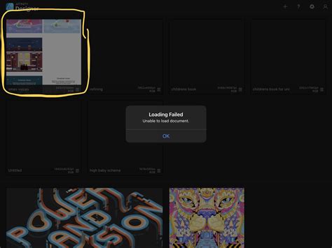 Loading Failed Unable To Load Document Affinity Designer V1 Bug