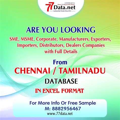 Chennai Coimbatore And Tamil Nadu B2b Comapnies Database In Pitam Pura New Delhi 99 Business