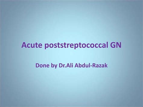 Nephrology Acute Poststreptococcal Ppt